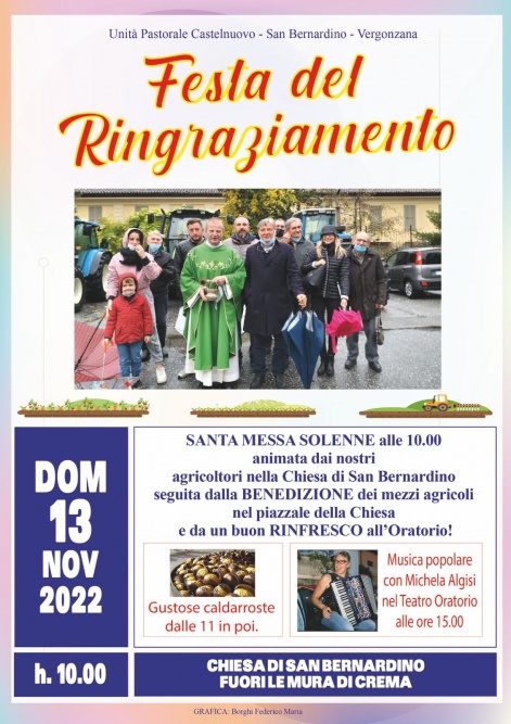 FESTA DEL RINGRAZIAMENTO @ Chiesa di San Bernardino - Crema, domenica ...